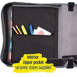 Five Star® Zipper 3-Ring Binder, 3" Round Rings, Black/Gray