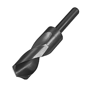 uxcell Reduced Shank Drill Bit 28mm Black Nitride Coated with 1/2 Inch Straight Shank, High Speed Steel HSS 9341 Twist Drill Bit for Stainless Steel Alloy Metal Plastic