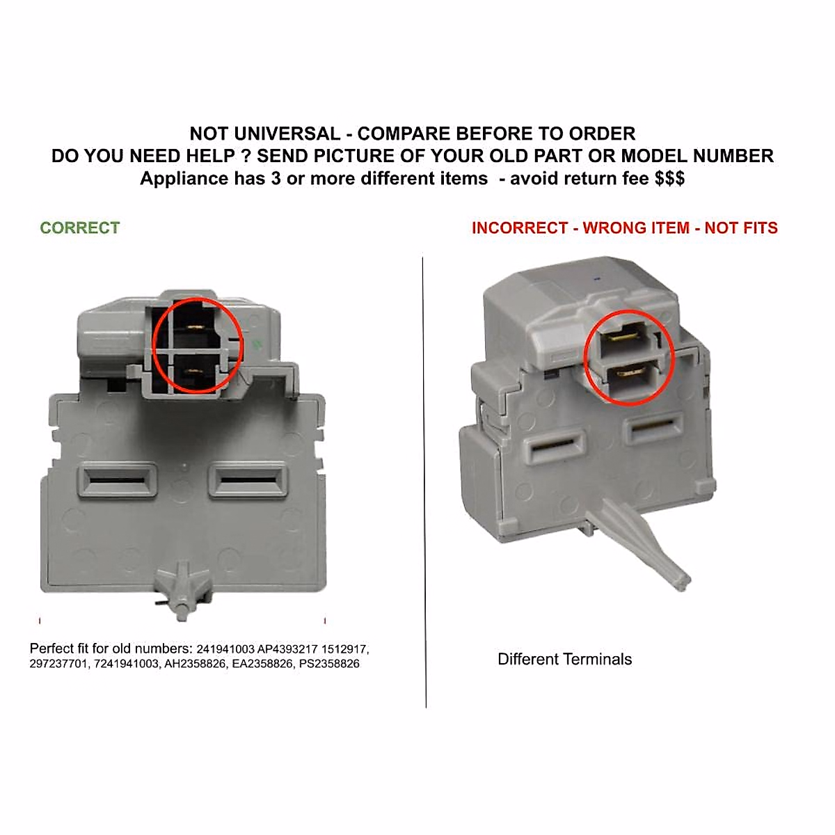 GLOB PRO SOLUTIONS 241941003 CKD2410 Refrigerator Compressor Start Device 2" ¼ Length Approx. Replacement for and compatible with Kenmore Frigidaire Electrolux White Westinghouse Heavy DUTY