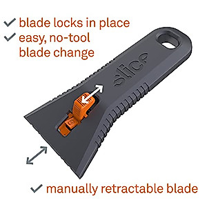 Slice 10591 Manual Utility Scraper, Locking Ceramic Blade, Rust Free, Finger Friendly, Soft-Touch Comfort Grips Reduce Strain, Regular - Manual (Locks in Position)