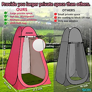 AOSION Privacy Shower Tent,Pop Up Changing Tent,Camp Bathroom Changing Dressing Room,Portable Toilet Tent with Carry Bag for Camping, Beach,Pink.