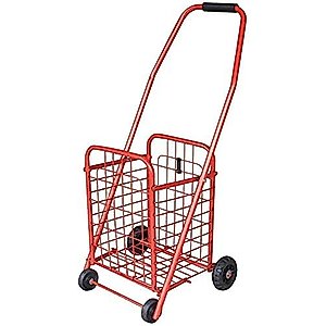 Shopping Trolley on Wheels Multi Function Shopping Cart Portable Folding Wrought Iron Trolley Luggage Trailer Special Spray Treatment Intimate Basket Buckle Storage Hand Trucks,Black,88Cm ,S