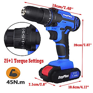 Cordless Drill Driver Set Electric Power Drill Set with 1 Battery & Charger, 3/8” Keyless Chuck, 2 Variable Speed, 400 In-lb Torque, 25+1 Position and 26pcs Drill/Driver Bits