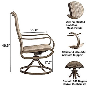 HQHQHE Patio Swivel Dining Chairs Set of 2 Outdoor Kitchen Garden Furniture Metal Chair with Textilene Mesh Fabric