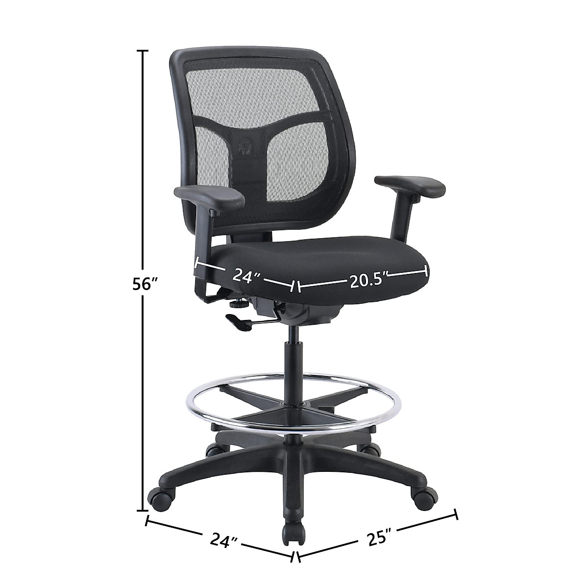 Raynor EuroTech Apollo Mesh Fabric Back Fabric Drafting Chair, Black (DFT9800)