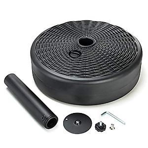 Home Zone Living 40lb Round Fillable Patio Umbrella Base Stand, 18in, Pole Holder, Water, Sand, Fits Poles Up to 1.9in(48mm) Diameter, UV Resistant, Lawn, Deck, Backyard, Garden, Spa, Pool, USA-Based
