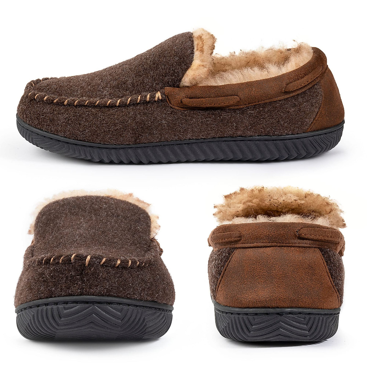 RockDove Men's Hearthfire Memory Foam Moc Slipper, Size 11 US Men, Mocha