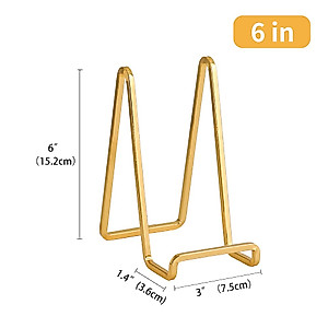Plate Holder Easel Display Stand - 6 inch Metal Plate Stands for Display - Tabletop Picture Stand - Gold Iron Easels for Display Pictures | Photo Frames | Book | Decorative Plates | Plaque - 3 Pack