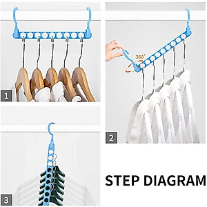 Fun Land 6 Pack Magic Closet Organizers ,9 Hole Space Saving Clothes Hangers for Heavy Clothes, Closet Organizer Hangers for Dorm Room Essentials