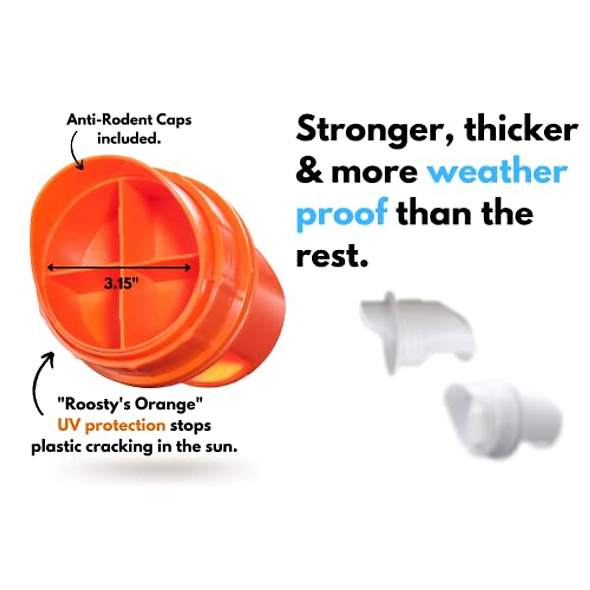 Roosty's® Rat Proof Chicken Feeder Kit - Rodent Proof Chicken Feeder with SmartStopper Caps - Chicken Feeders No Waste Rodent Proof, Poultry Feeder, Chicken Feeder Port - No Waste Chicken Feeder