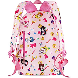 Roffatide Anime Sailor Moon Backpack Tsukino Usagi Luna Artemis All Over Print Girls School Bag Chibi Moon Laptop Backpack