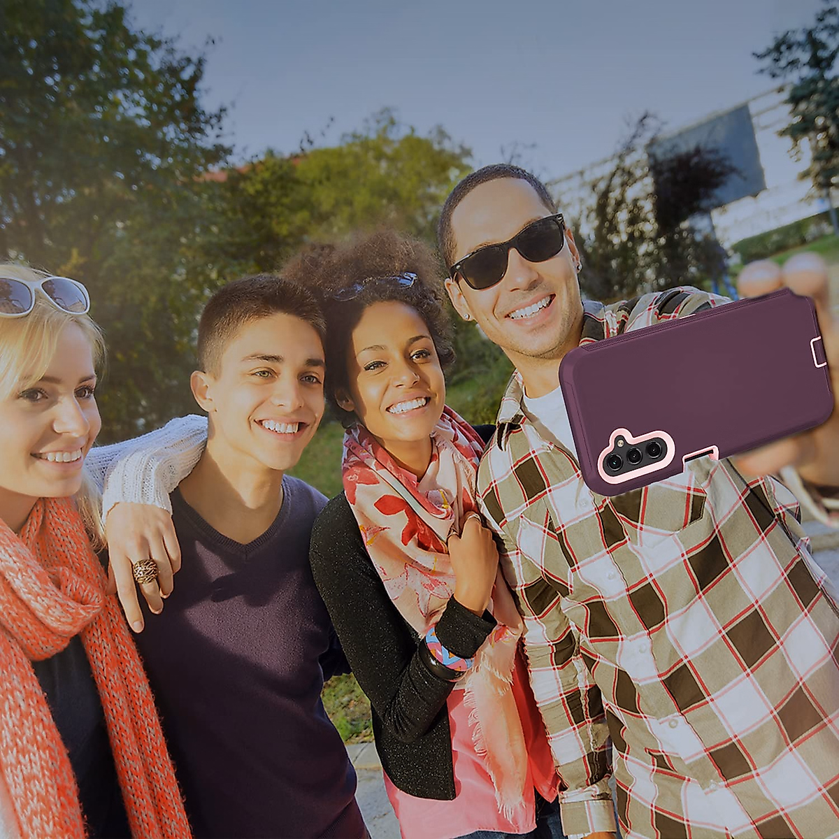 Nofnus for Samsung Galaxy A14 5G case,A14 5G Heavy Duty case,[Military Grade Protective ][Shockproof] [Dropproof] [Dust-Proof], ONLY Fit Galaxy A14 5G Phone (WineRed/Pink)