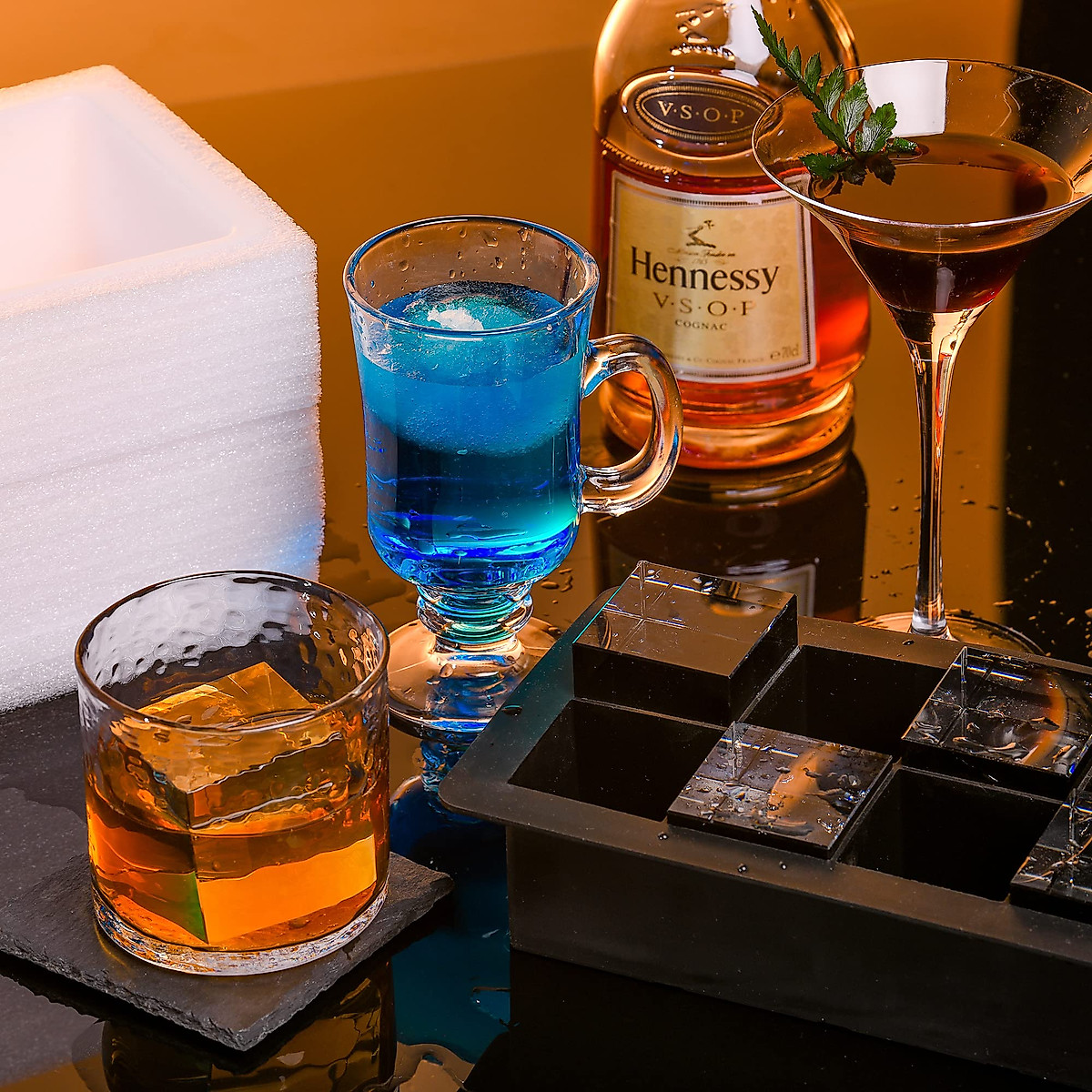 Clear Ice Cube Maker Tray - 2 Inch Ice Cube Silicone Mold,Crystal Clear Ice Cube for Whiskey and Cocktail