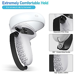 AMZDM Controller Grip for Oculus Meta Quest 2 Accessories Grips Cover for VR Touch Controllers Covers Protector with Non-Slip Joystick Covers 1Pair (Gray)