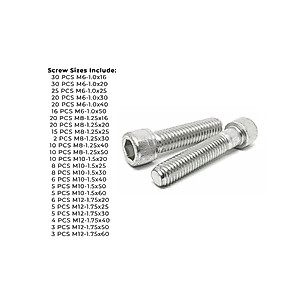 Metric Stainless Steel Allen Socket Head Cap Bolts Screws A2 18-8 (304) Assortment M6 M8 M10 M12-306PCS