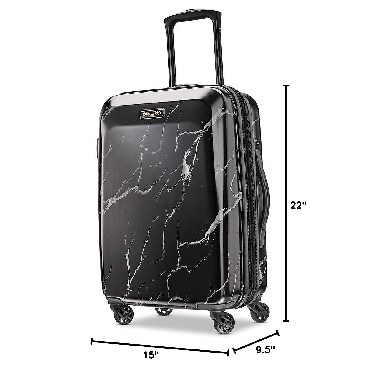 American Tourister Moonlight Hardside Expandable Luggage with Spinner Wheels, Black Marble, Carry-On 21-Inch