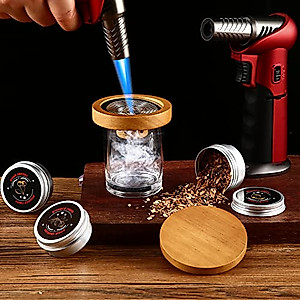 Cocktail Smoker Kit with Torch,include 4 Packs of Wood Chips for Whiskey and Bourbon. Infuse Cocktails, Whiskey, Cheese, Salad, Wine, and meats. Gifts for Your Friends, Husband, Dad. （No Butane Gas）