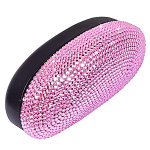 Eyeglasses Glasses Case Pink Bling Crystal Rhinestone Hard Shell Protective Large Eyeglass Case for Eyeglasses Sunglasses