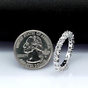 Uloveido 3mm Women White Gold Plated Eternity Ring Cubic Zirconia Stackable Anniversary Wedding Engagement Band (Size 8) Y041