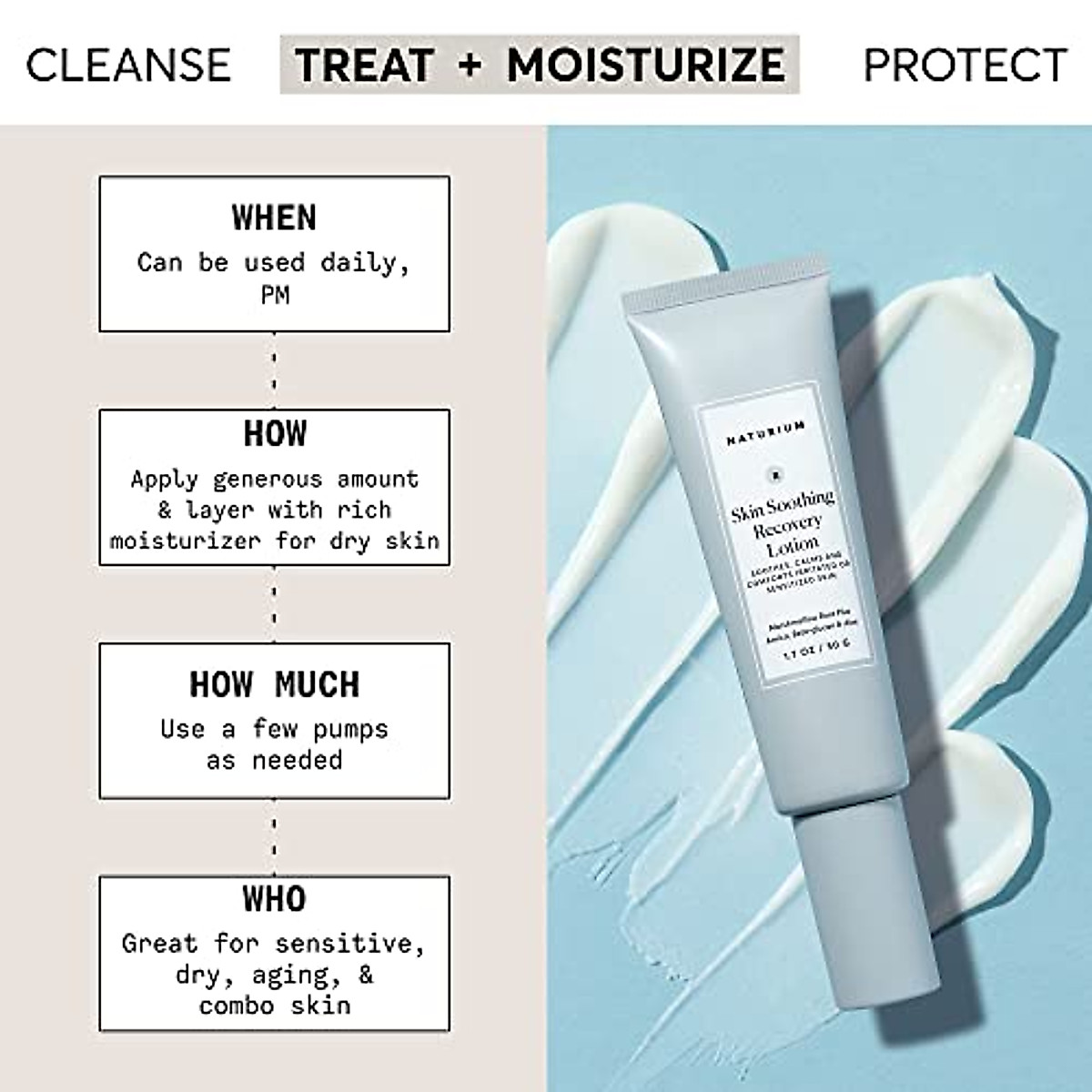 Naturium Skin Soothing Recovery Lotion, Marshmallow Root Plus Arnica, Beta-glucan & Aloe, Lightweight Moisturizer, 1.7 oz