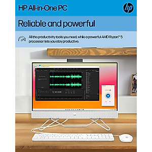 HP All-in-One Bundle PC, AMD Ryzen Processor, Radeon Graphics, 8 GB RAM, 512 GB SSD, FHD IPS Touchscreen Display, Windows 11 Home OS, Dual Computer Speakers, Wi-Fi & Bluetooth (24-cb1140, 2022)