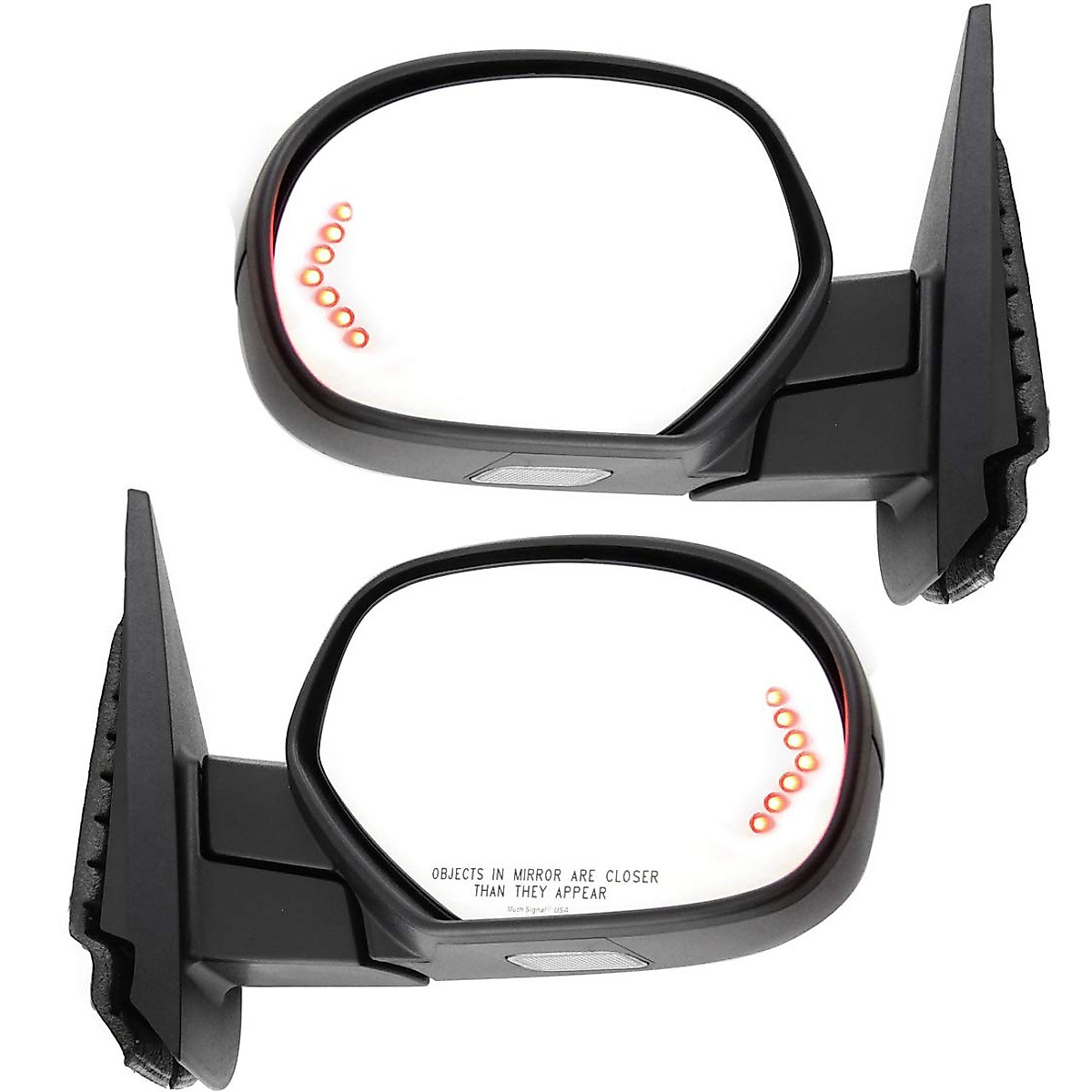 Kool Vue Power Heated Mirrors for Chevrolet Silverado 1500 GMC Sierra 1500 2007-2013 Power Fold With Signal Light & Puddle Lamp; Without Blind Spot, Memory & Auto-Dimming with 2 Caps Pair New Body