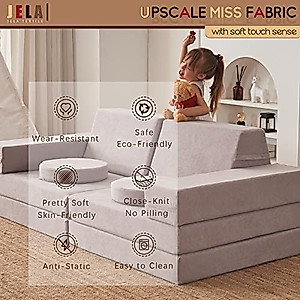 jela Kids Couch 10PCS Luxury, Floor Couch Floor Sofa Modular Furniture for Adults, Playhouse Play Set for Toddlers Babies, Modular Foam Play Couch, Modular Sectional Sofa (Classic, Taupe)