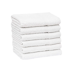GOLD TEXTILES 60 White Economy Bath Towels Bulk (24x48 Inch) Cotton Blend for Softness-Commercial Grade Easy Care