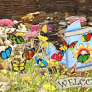 VGOODALL 50pcs Butterfly Garden Decorations, 11.5 inch Plastic Butterfly Stakes Ornaments Artificial Butterflies for Flower Bouquet Arrangements Crafts Outdoor Wall Patio Plant Christmas Yard Decor