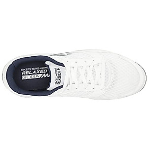 Skechers Men's Torque Sport Fairway Relaxed Fit Spiked Golf Shoe, White/Navy, 9.5