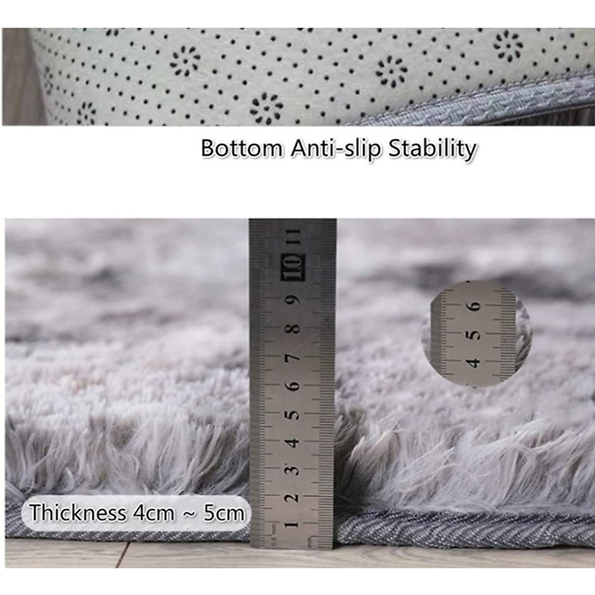 Shag Loomed Area Rug Warm Soft Faux Fur Luxury Rug Plush Throw Rugs Shaggy Fluffy Carpets for Living Room and Bedroom Nursery Rugs Abstract Home Decor Rugs,Grey_4040CM(1.3×1.3ft)