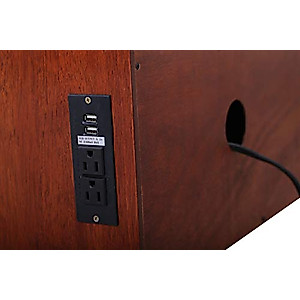 Emurphybed Daily Delight Murphy Cabinet Chest Bed with Charging Station & 6" Memory Foam Mattress, (Queen, Cherry)