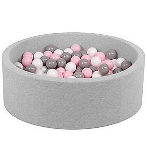 LA FEIER Deluxe Foam Ball Pit Kiddie Balls Pool Toddler Playpen Soft Round Ball Pool Play Toy for Baby Kids Children Indoor & Outdoor, Grey