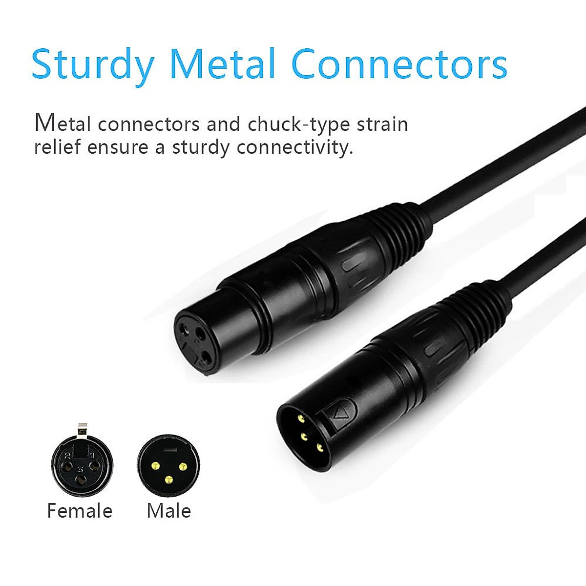 JLPOW 10 ft Flexible DMX Cable, Gold-Plated 3 Pin Signal XLR Male to Female DMX Cable Wire, Best for DJ Stage Lighting Moving Head Lights Par Light (4 Pack)