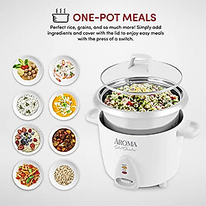 Aroma Housewares Select Stainless Rice Cooker & Warmer with Uncoated Inner Pot, 14-Cup(cooked) / 3Qt, ARC-757SG