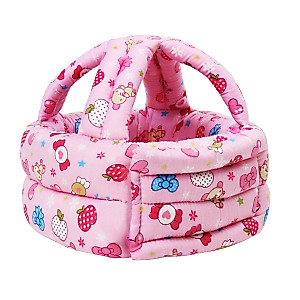 FLYPARTY Adjustable Infant Baby Toddler Protective Hat Helmet Safety Cap (Red Sweets)