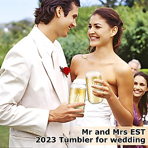 fcaylo Iced Coffee Cups-Mr and Mrs Gifts Wedding Gifts for Couples 2023 Bridal Shower Gifts Tumbler Set With Bamboo Lids Newlyweds Bride To Be Christmas Gifts for Couples