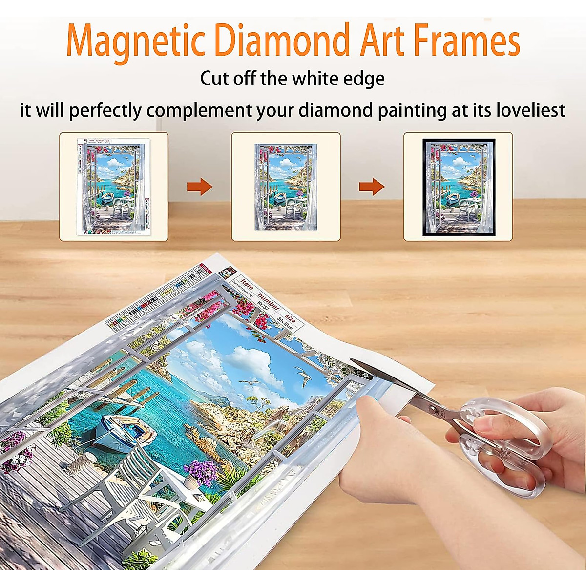 Diamond Art Frame 12x16 Inch - Diamond Frames 30x40 cm Painting Suitable for 10x14inch Picture, Diamond Frames Magnetic Self-Adhesive,Suitabble Frames Painting for Wall Window Door - 8 Pack (Black)