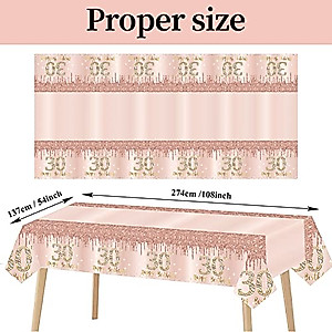Excelloon 3 Pack 30th Birthday Tablecloth Decorations for Women, Pink Rose Gold Happy 30 Birthday Table Cover Party Supplies, Thirty Year Old Birthday Plastic Disposable Rectangular Table Cloth Decor