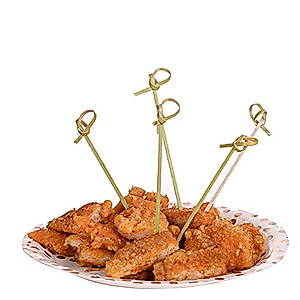 300PCS 4 Inch Bamboo Cocktail Picks, Bamboo Knot Picks, Cocktail Skewers, Bamboo Sticks food Toothpicks for Appetizers, Toothpicks for Events and Party Supplies