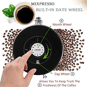 Mixpresso 16 Oz Coffee Canister Red, Stainless Steel Airtight Coffee Container, Ground Coffee Bean Storage with Date Tracker, Vacuum Sealed Espresso Airtight Container, Coffee Jar, Sugar Container