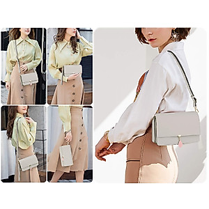 UTO Crossbody Bags for Women Leather Wallet with Wristlet Card Phone Checkbook Passport Organizer Ladies Clutch Purse Crossie Beige