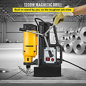 Mophorn 1200W Magnetic Drill Press with 9/10 Inch (23mm) Boring Diameter Magnetic Drill Press Machine 2920 Lbs Magnetic Force Magnetic Drilling System 500RPM Portable Electric Magnetic Drill Press