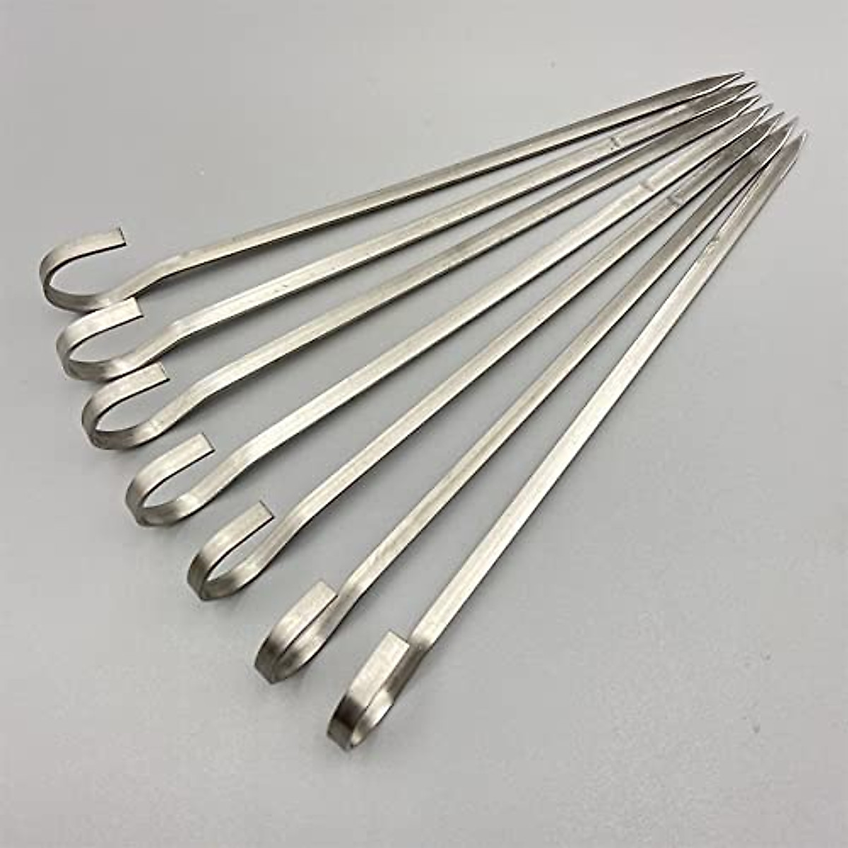 DELIGHTBOX UPI New Long Stainless Steel, Barbecue, BBQ, Shish Kebab Kabob Skewers, Ring-Tip Handle, 1 Dozen, 12" L