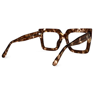 Zeelool Stylish Thick Oversized Square Eyeglasses for Women with Non-prescription Clear Lens Brandon VFP0306-11 Brown