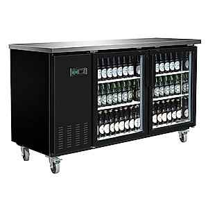 Kratos Refrigeration 69K-725 Commercial Glass Door Back Bar Cooler, 2 Doors, 69" Wide, Black