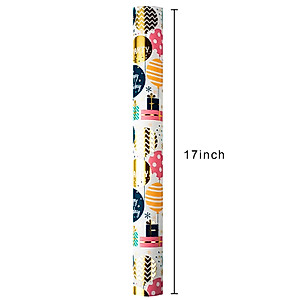 Homeral Birthday Wrapping Paper Roll-46.8sq.ft Birthday Gold Foil Balloon Design on Rich Mineral Paper Silk Touch for Birthday, Baby Shower, Party-17in x 33ft