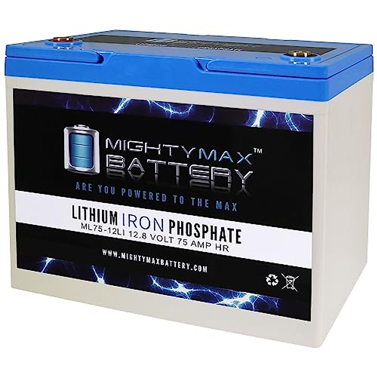 Mighty Max Battery Mighty Max Battery ML75-12LI - 12 Volt 75 AH Deep Cycle Lithium Iron Phosphate (LiFePO4) Rechargeable and Maintenance Free Battery
