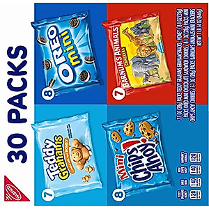Nabisco Team Favorites Variety Pack, OREO Mini, CHIPS AHOY! Mini, Teddy Grahams Honey & Barnum's Animal Crackers, 30 Snack Packs