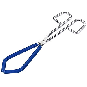 uxcell Lab Beaker Tongs Stainless Steel Chrome Plated 10-inch Opens Up to 200mm Width Blue